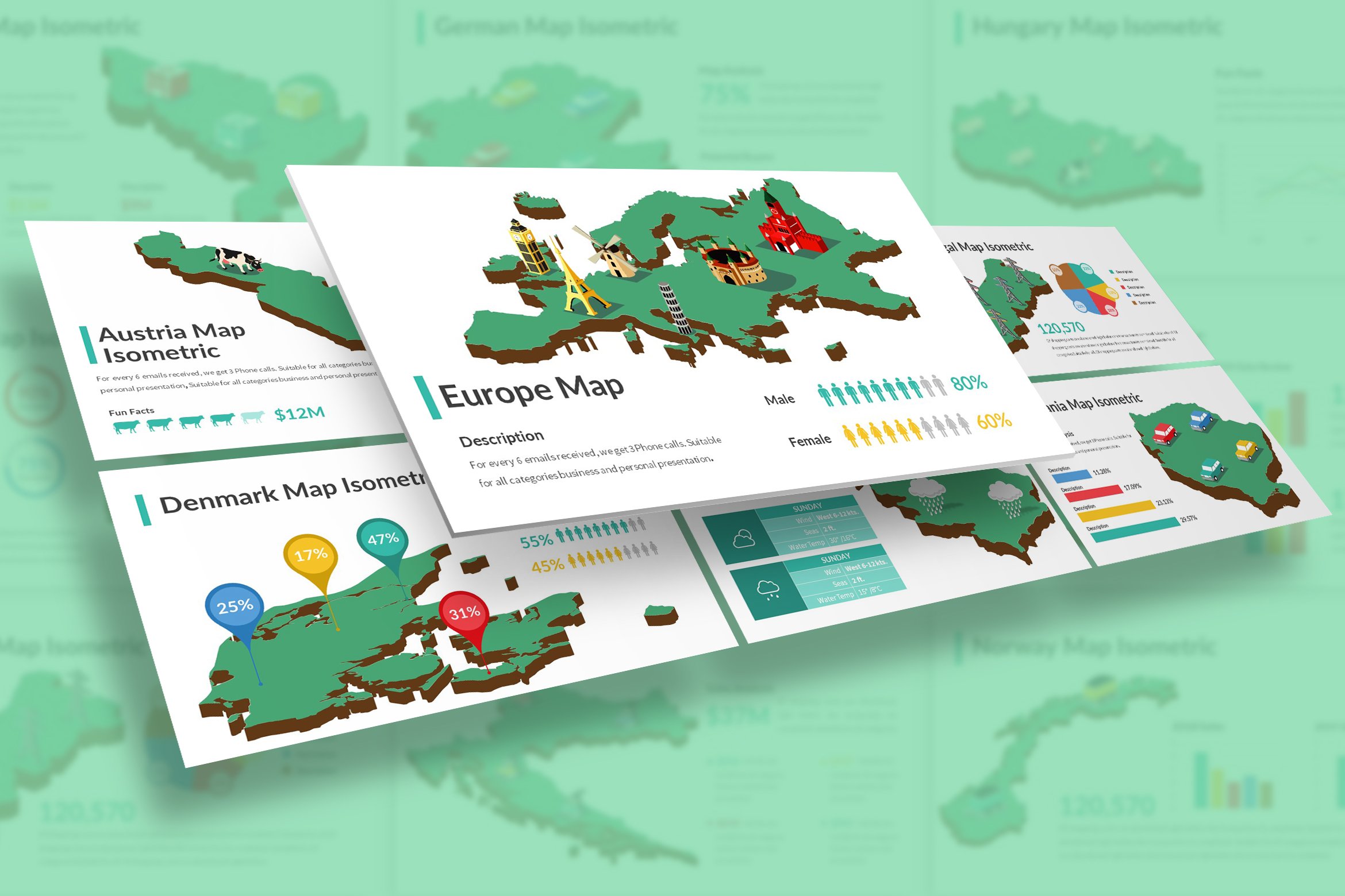 Europe Maps Isometric Template – Slide Factory